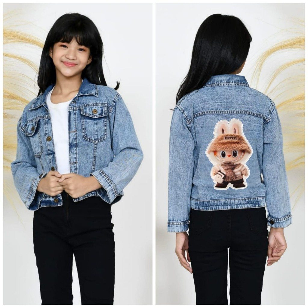 Jual jaket jeans labubu anak perempuan usia 2 tahun sampai 12 tahun ...