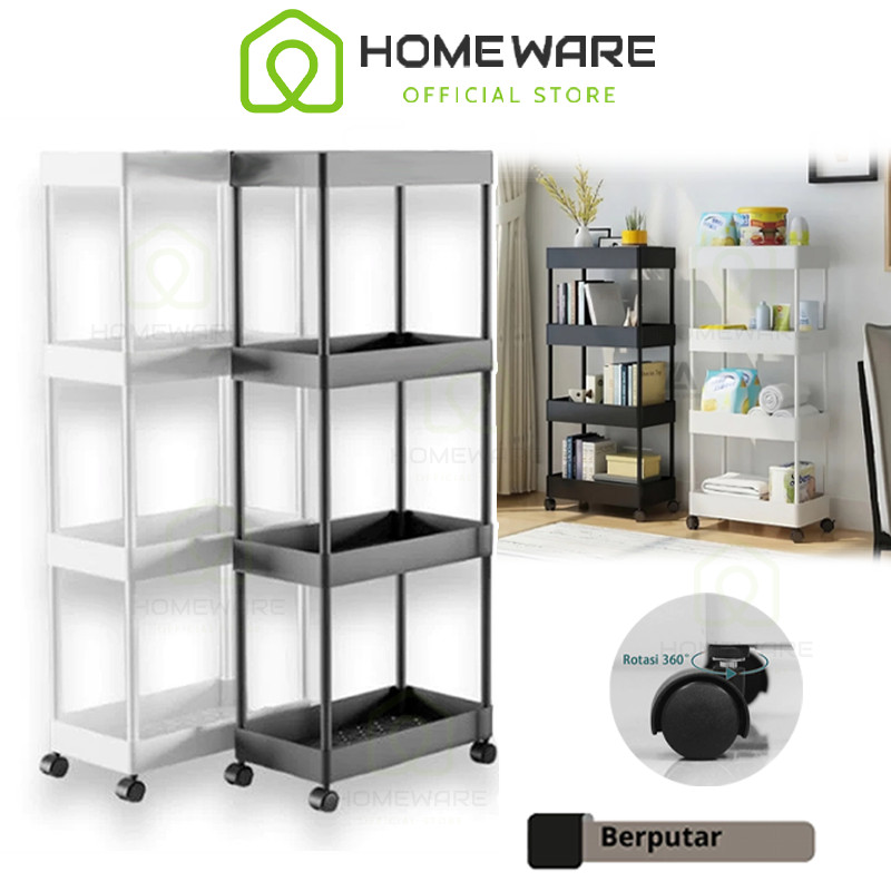 Jual Home Ware Rak Dapur Susun Rak Troli 4 Tingkat Dengan Roda Persegi ...