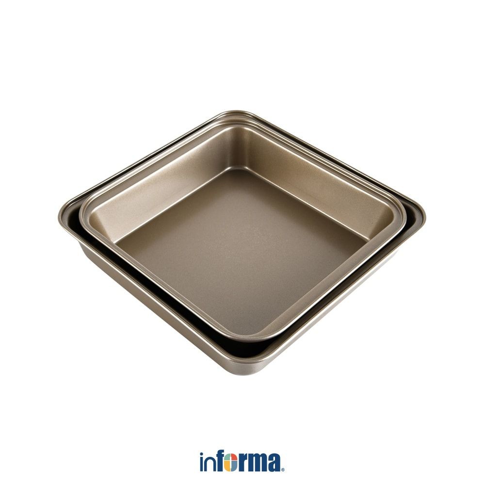 Jual Informa Cooking Color Set 2 Pcs Loyang Kue Square - Gold Tray ...