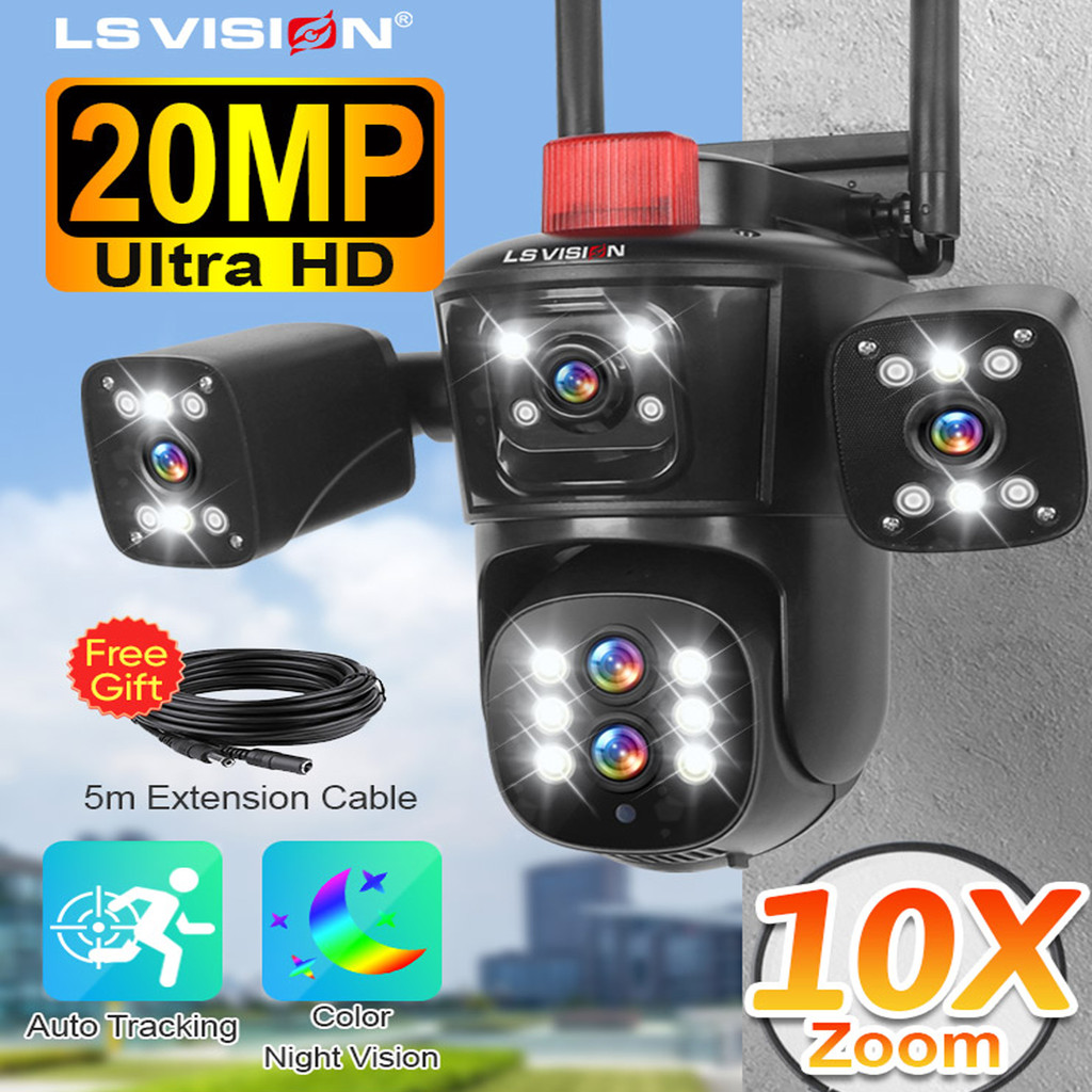 Jual LS VISION Outdoor 5 Lens 4 Screen Wifi PTZ Camera 8K 10X Zoom ...