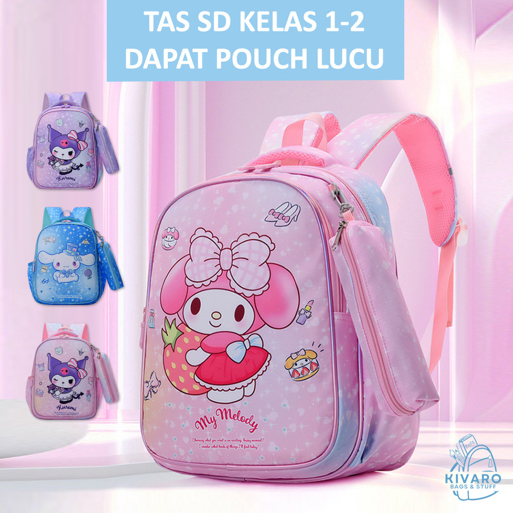 Jual Tas Melody Anak SD Kelas 1-2 Motif Kuromi Cinnamoroll Dapat Pouch ...