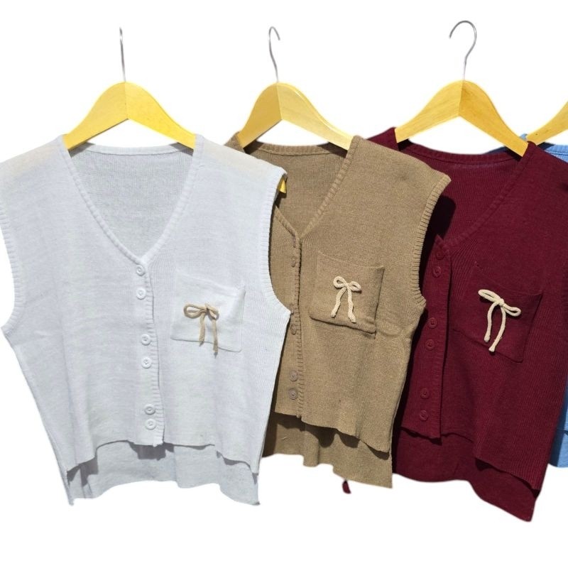Jual Kimmy Vest Knit/Spring Top Vest/Vest Rajut Kancing Wanita Berpita ...