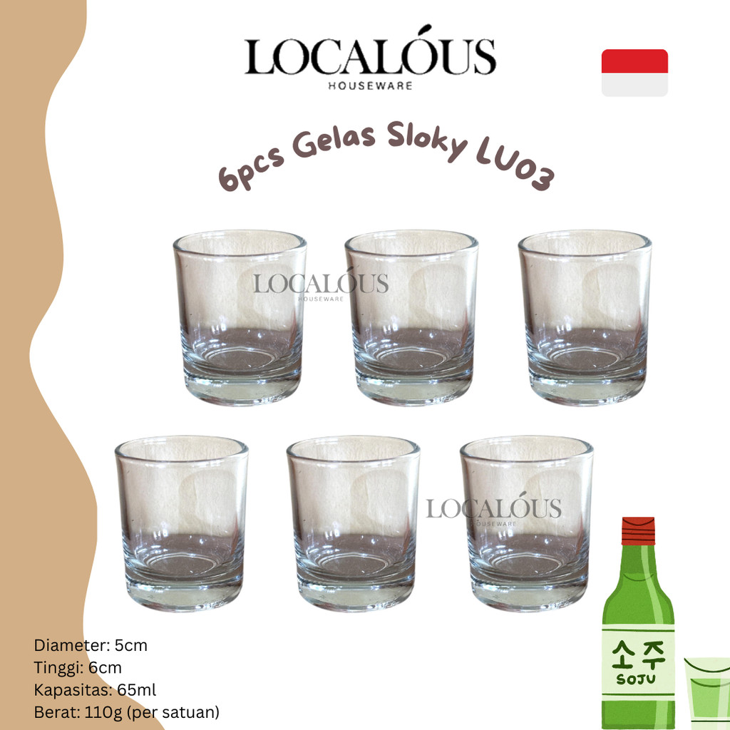 Jual 6pcs 65 ml Gelas Sloki Kaca Kedaung Shot Glass Espresso LU03 ...