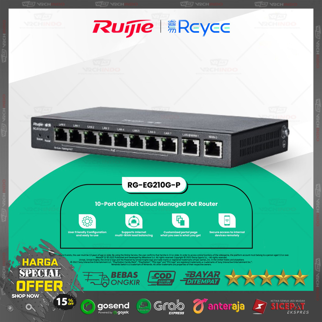 Jual Reyee Ruijie RG-EG210G-P Managed PoE Cloud Router !! | Shopee ...