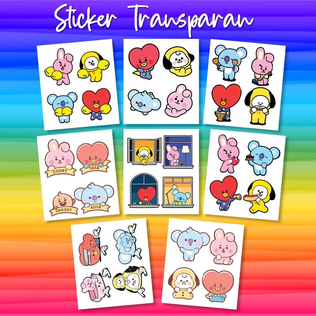 Jual Stiker Transparan BT21 Together Berbagai Versi Sticker KPOP BTS ...