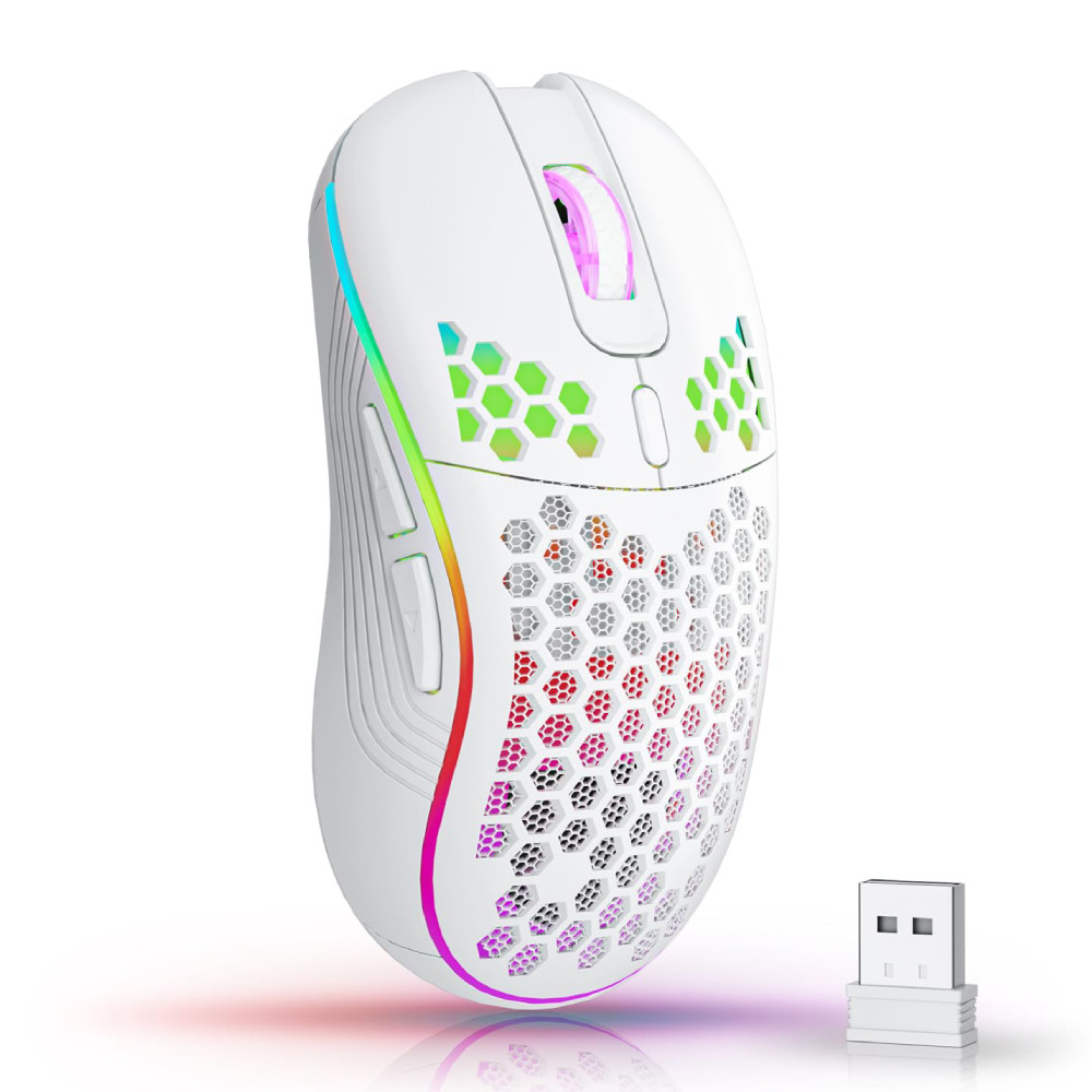 Jual 2.4G Wireless Mouse with RGB Backlit 6-button 3-speed DPI Type C Rechargeable Ergonomic ...