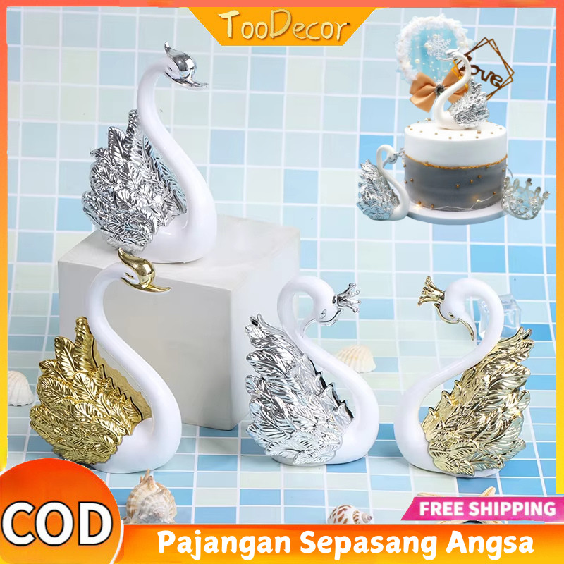 Jual Pajangan Sepasang Angsa Silver Hiasan Flaminggo Pajangan Angsa ...