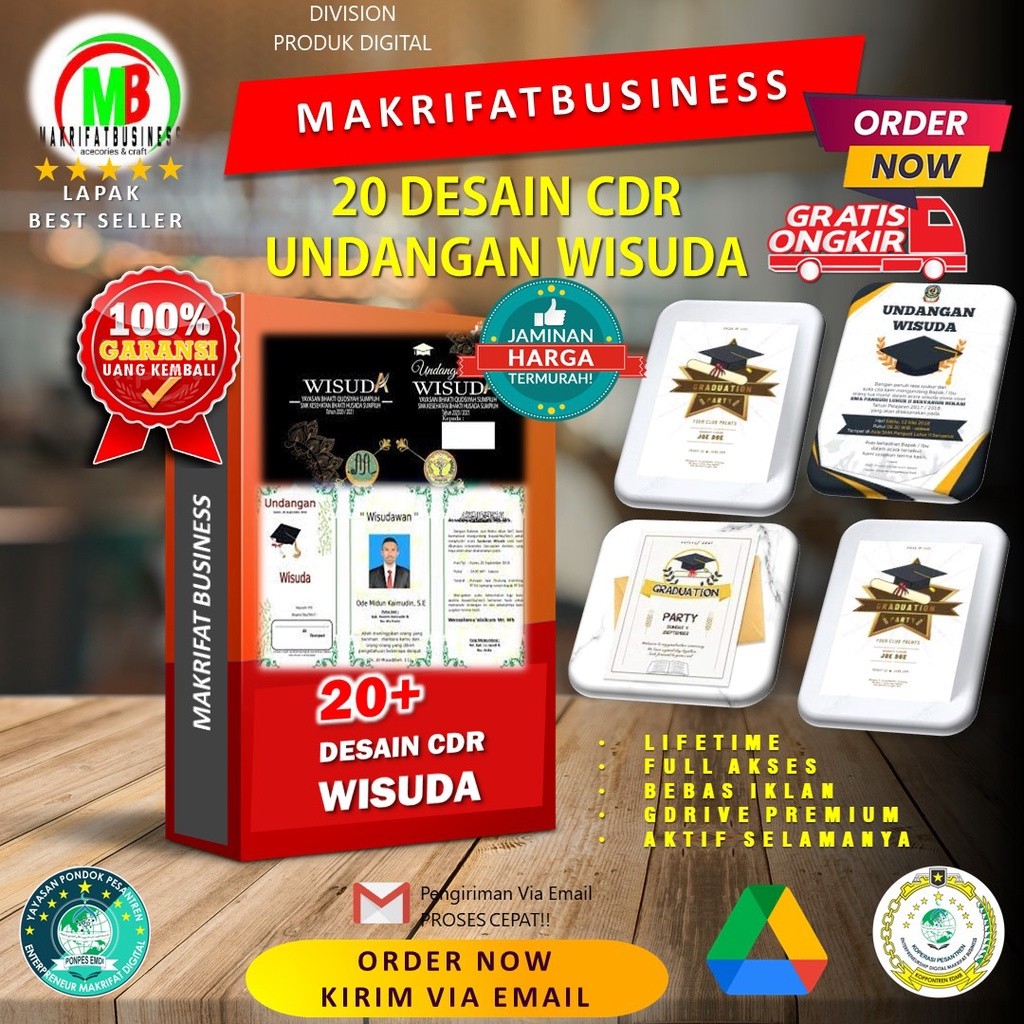 Jual 20 DESAIN UNDANGAN WISUDA CDR AESTHETIC KEKINIAN EDITABLE COREL ...