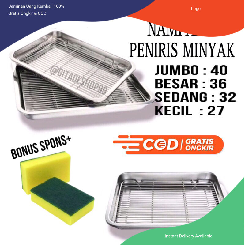 Jual Cooling Rak Dan Wadah Peniris Makanan Gorengan Minyak Bahan ...