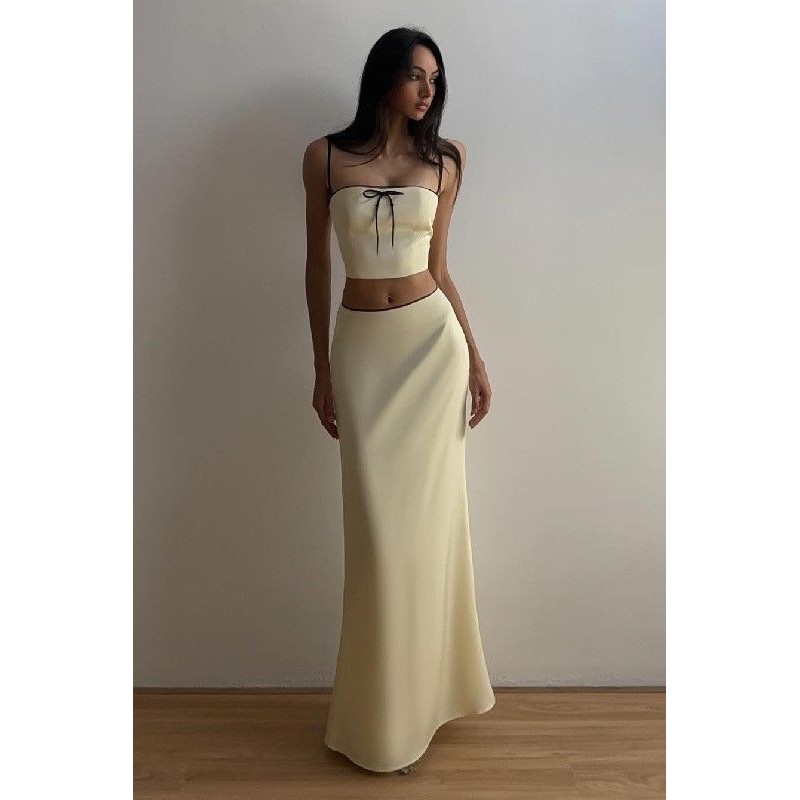 Jual Set rok rok rok selutut dengan temperamen busur selempang yang ...