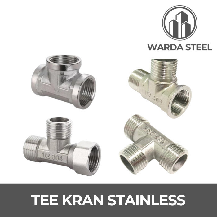 Jual Tee Kran 1/2" Stainless - Te Sambungan Pipa Nepel Drat Luar Dalam ...