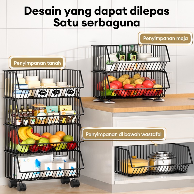 Jual Rak Keranjang Buah Dan Sayur Rak 5 Susun Rak Troli Susun Besi Rak ...