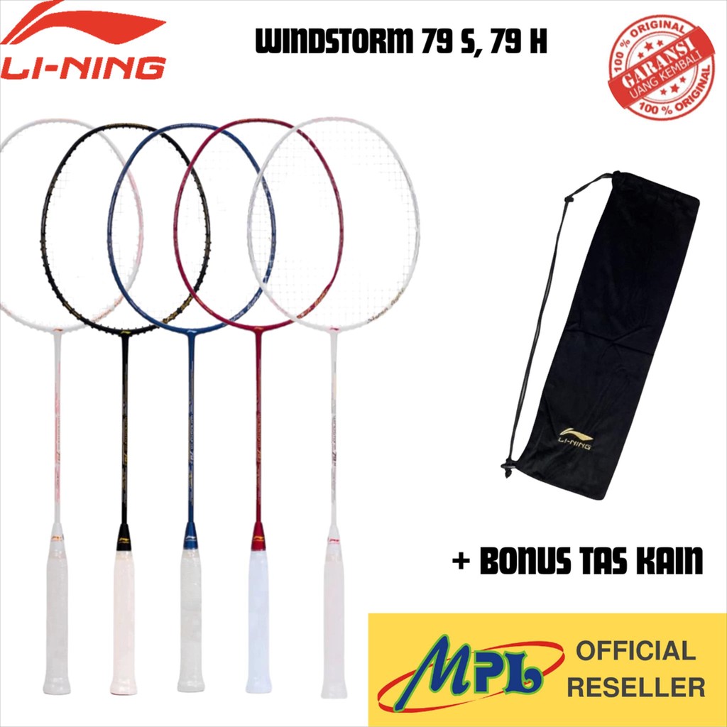 Jual RAKET BADMINTON LI-NING WINDSTORM 79 S , 79 H + TAS KAIN | Shopee ...