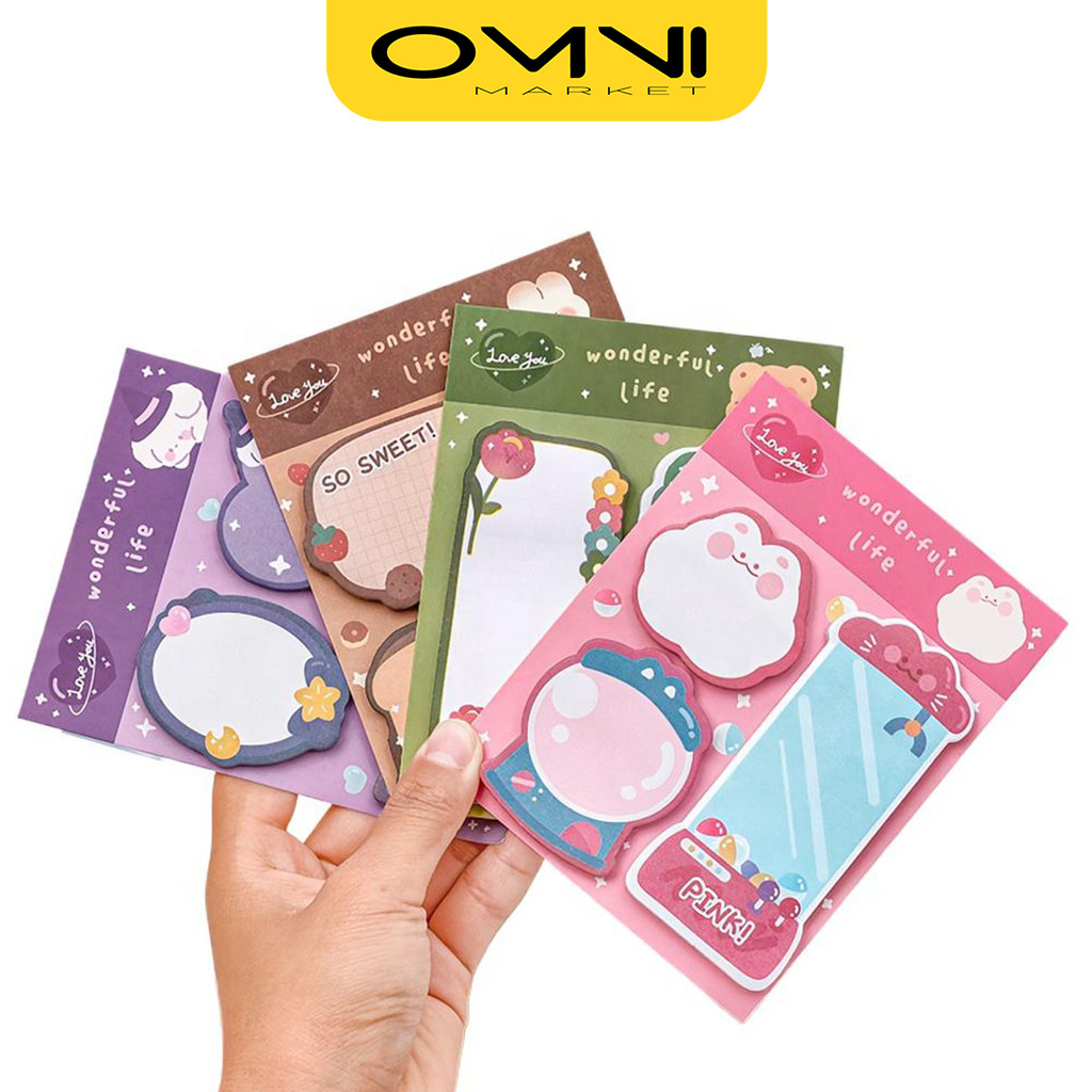 Jual Sticky Notes Kawai 60lembar Memo Pad Stick Note 3in1 Tempelan ...