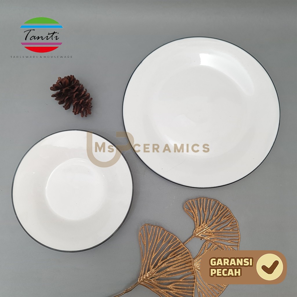Jual TANITI Piring Keramik Makan Soup Piring Ceper Putih Polos Keramik ...
