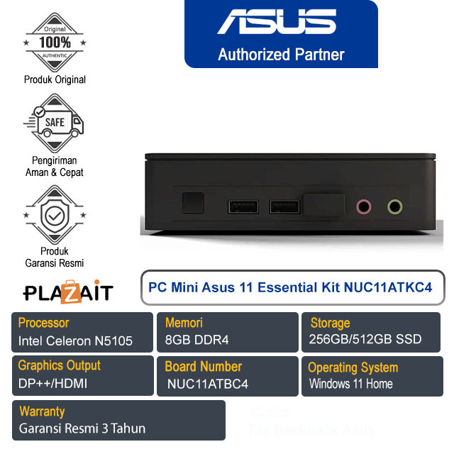 Jual Asus PC Mini NUC 11 Essential Kit NUC11ATKC4 /Intel Celeron N5105 ...