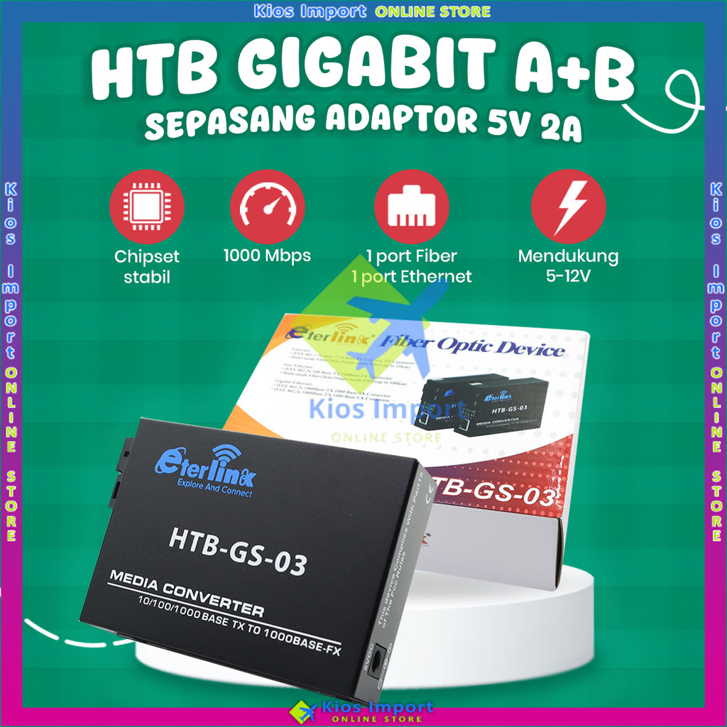 Jual HTB-GS-03 A & B 1000Mbps Single Mode media converter Converter ...