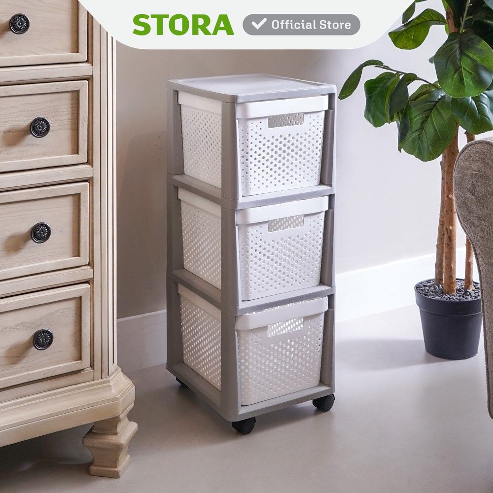 Jual Stora Rak Troli 3 Tingkat Big Basket - Putih Tempat Penyimpanan ...