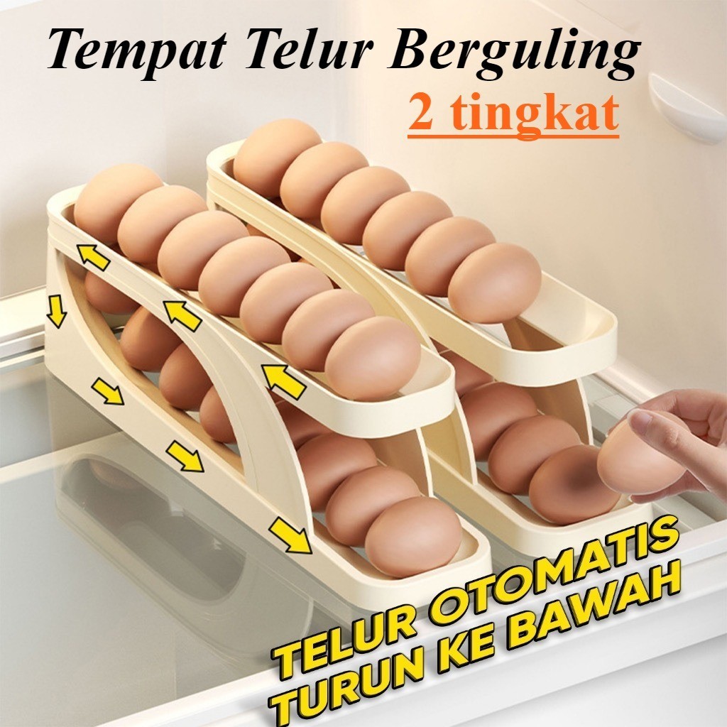 Jual Otomatis Tempat Telur Berguling Rak Telur Tingkat Egg Tray ...