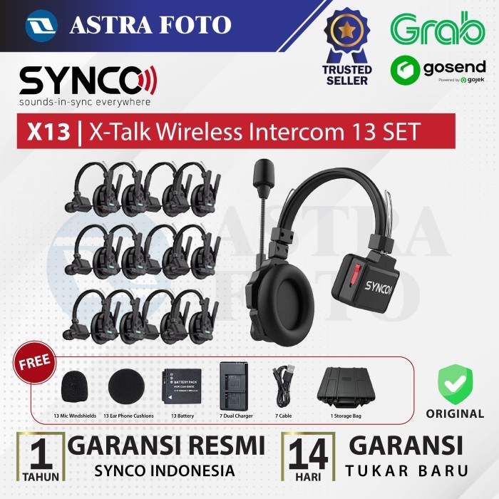 Jual Synco X-Talk X13 Wireless Intercom System with 13 Single-Ear Headsets XTalk Nirkabel ...