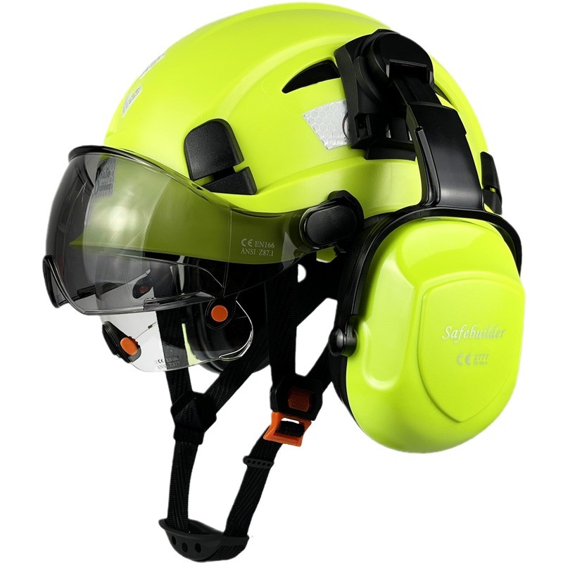 Jual Construction Safety Helmet With Visor Ear Muffs For Engineer With ...