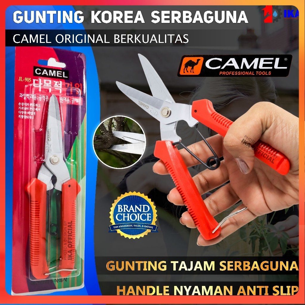 Jual CAMEL KOREA Gunting Serbaguna Korea Holo Merah CAMEL / GUNTING ...