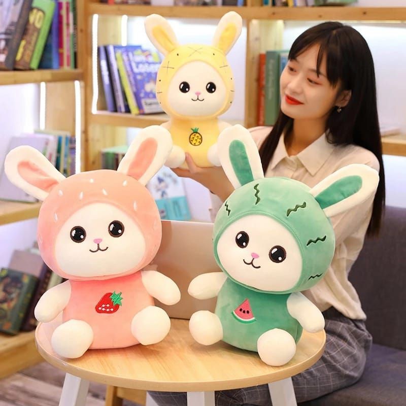 Jual boneka kelinci rabbit buah semangka nanas strawberry size 35 cm ...