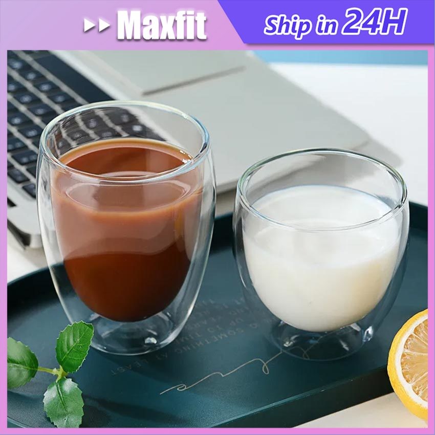 Jual Gelas Double Layer Premium Double Wall Anti Panas Insulated Cup Glass Kopi Teh Kaca Tebal ...