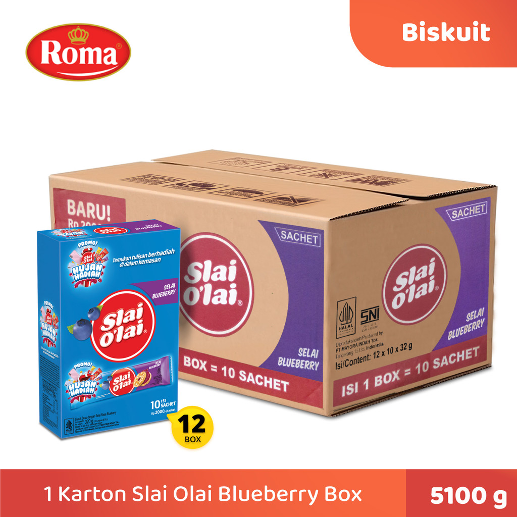 Jual 1 Karton Biskuit Roma Slai Olai Blueberry Box | Shopee Indonesia