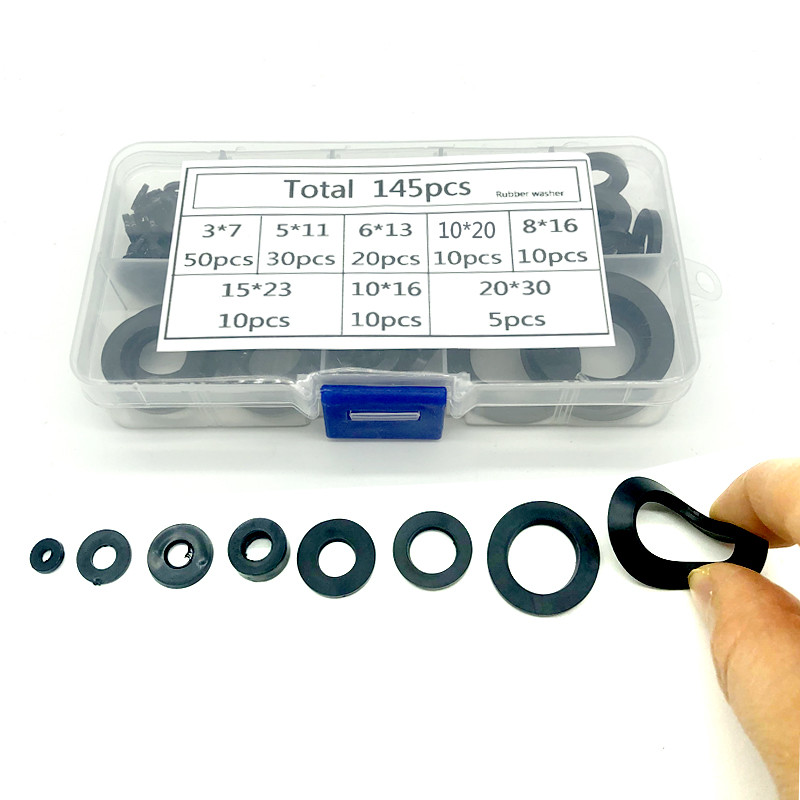 Jual 8 Sizes Black Insulation Ring Rubber Flat Washer Gasket Assortment ...