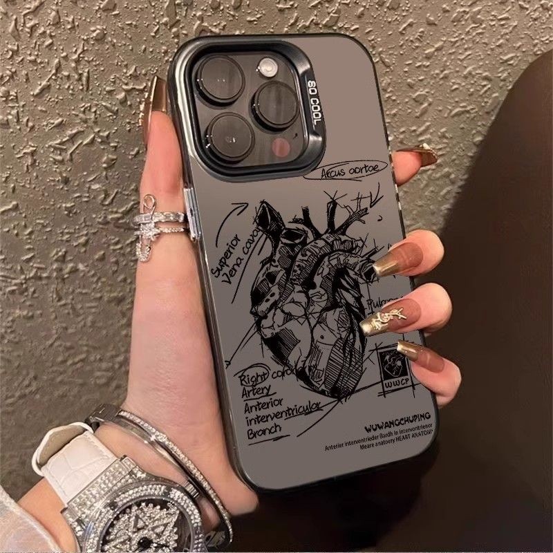 Jual Garis hitam hati case iPhone seri Kompatibel untuk iPhone 11 12 13 ...