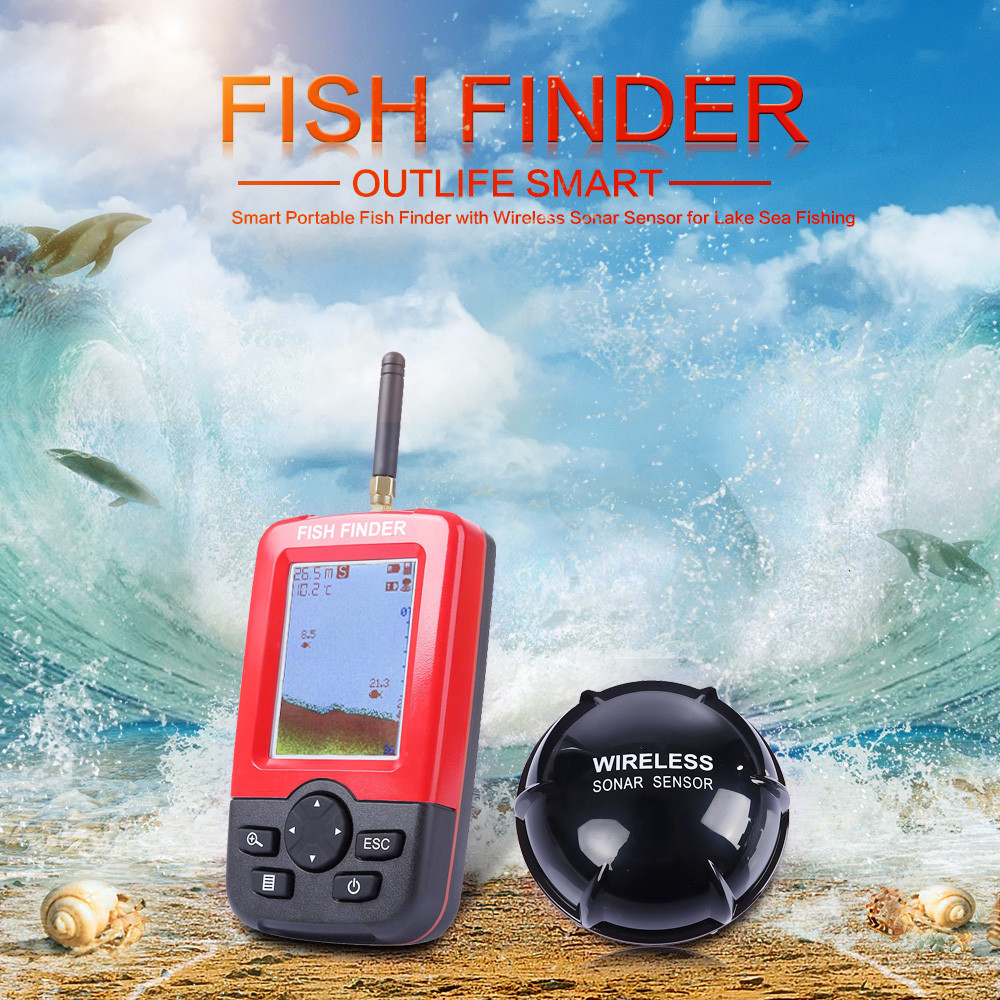 Jual Smart Portable Depth Fish Finder with 100 M Wireless Sonar Sensor Echo Sounder Fishfinder ...