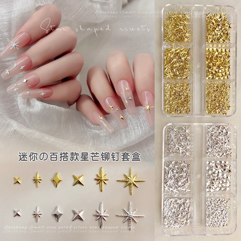 Jual BUUBUU - 1 BOX AKSESORIS KUKU METAL STAR - AKSESORIS NAIL ART STAR CHARM SNOW FLAKES ...