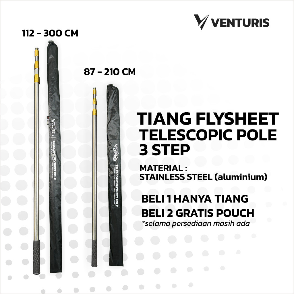 Jual Tiang Flysheet Teleskopik Stainless Steel Venturis Trap Pole ...