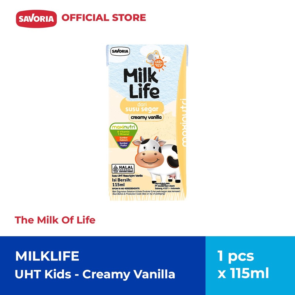 Jual MilkLife UHT Kids Creamy Vanilla Milk - Susu Rasa Vanila 115ml | Shopee Indonesia