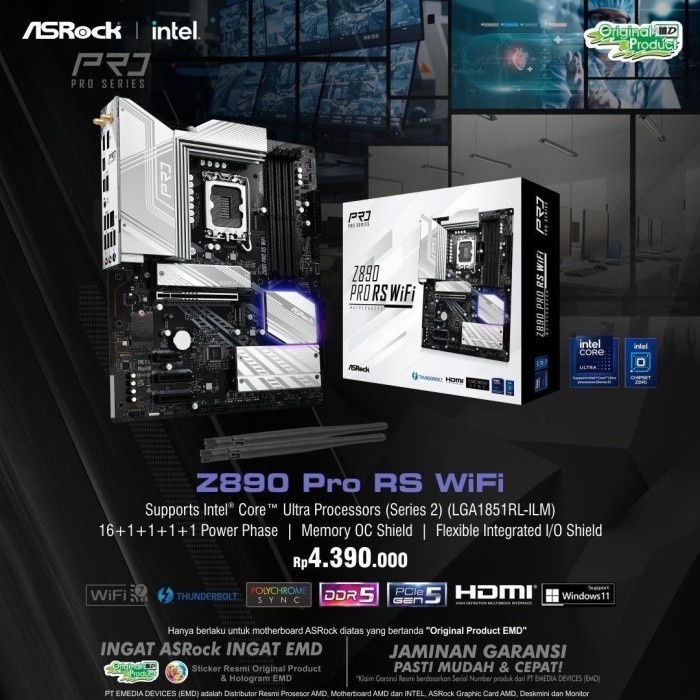 Jual ASROCK MOTHERBOARD Z890 PRO RS WIFI (INTEL, LGA1851RL-ILM, Z890 ...