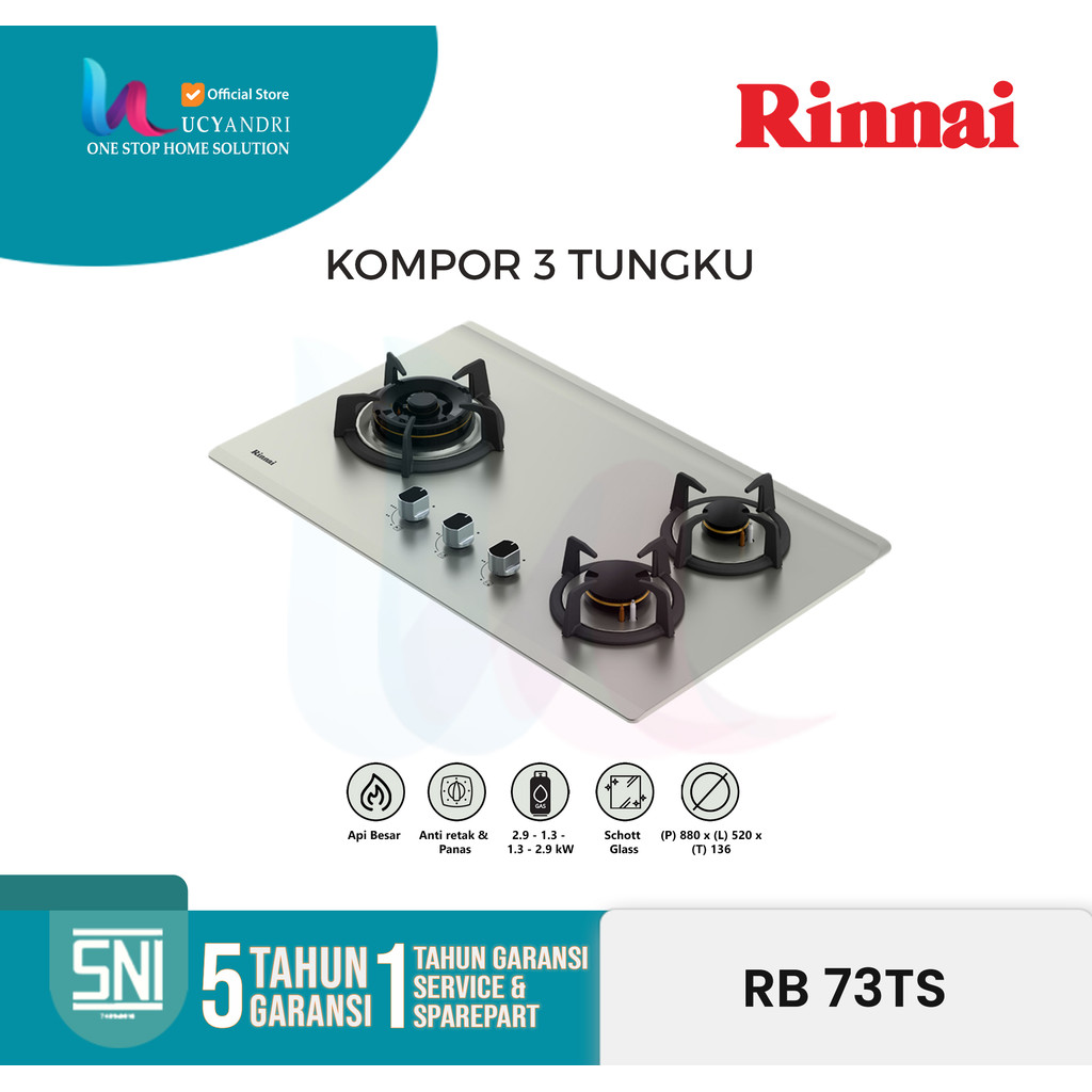Jual Kompor Tanam Rinnai RB 73 TS / 3 Tungku Rinnai Stainless | Shopee ...