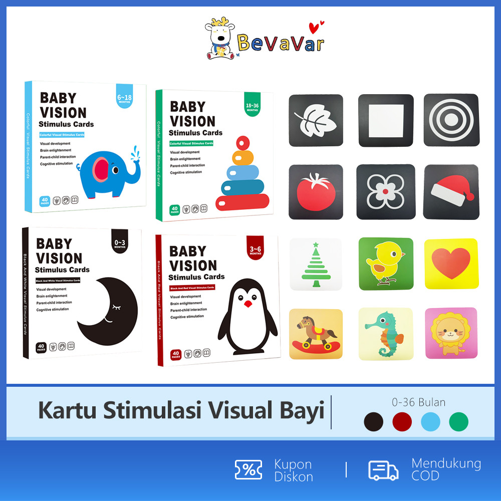 Jual BEVAVAR 0-36 Bulan Flashcard Kartu Stimulasi Visual Bayi Flash ...