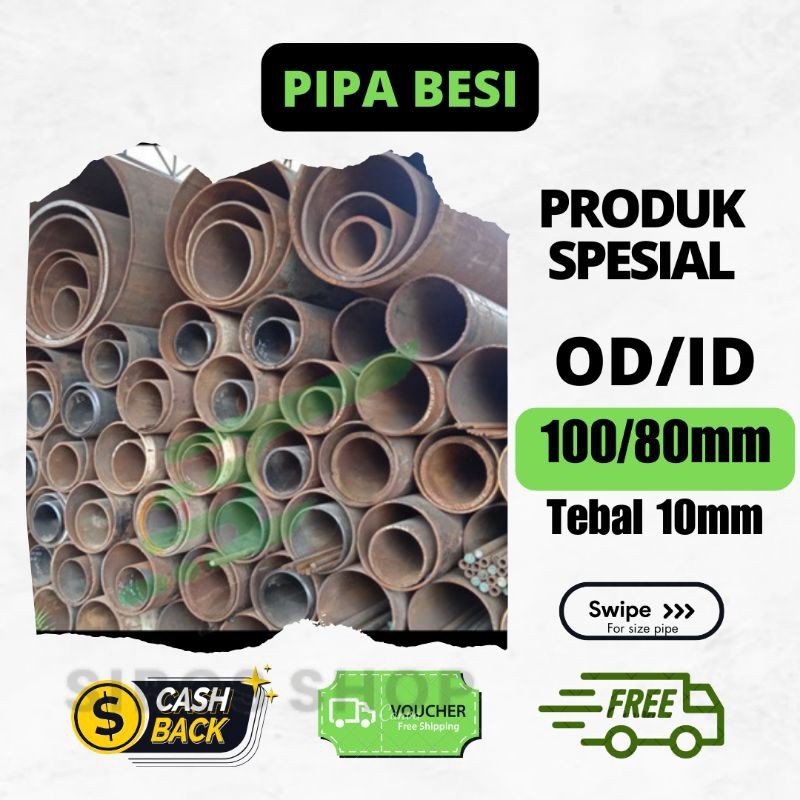 Jual Pipa Besi 4 inchi | Od 100mm x id 80mm Tebal 10mm Panjang 10cm ...