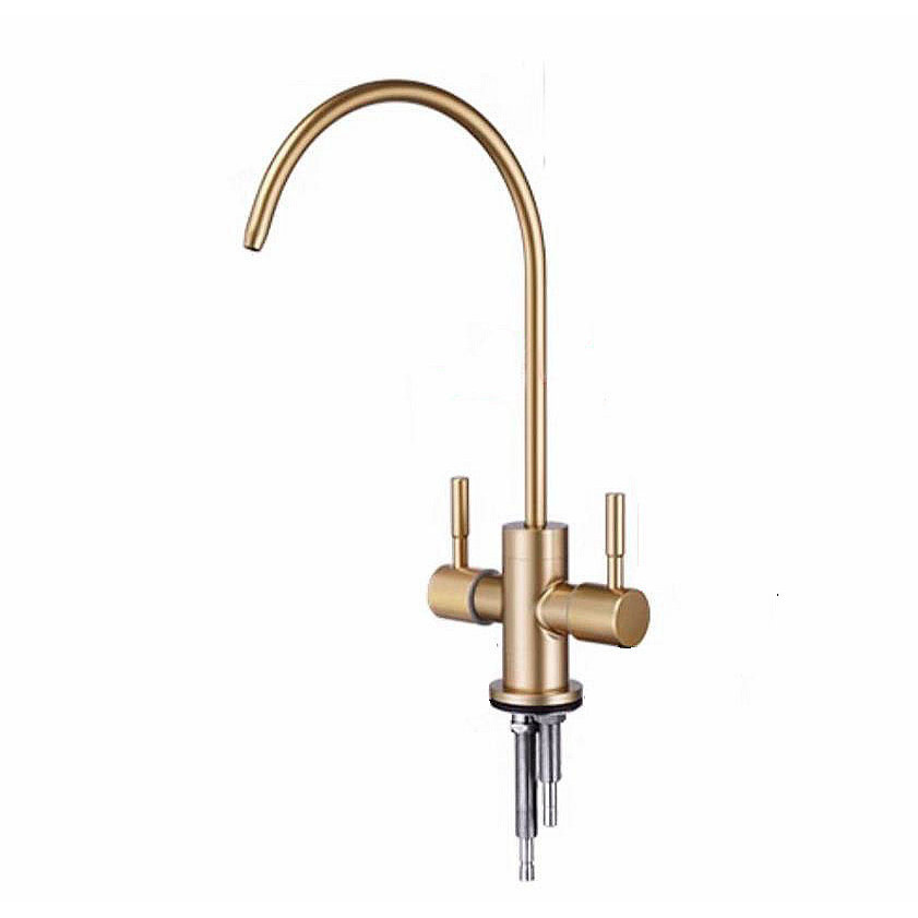 Jual 1/4'' Double Holes Sink Faucet Tap brushed gold Reverse Osmosis RO ...
