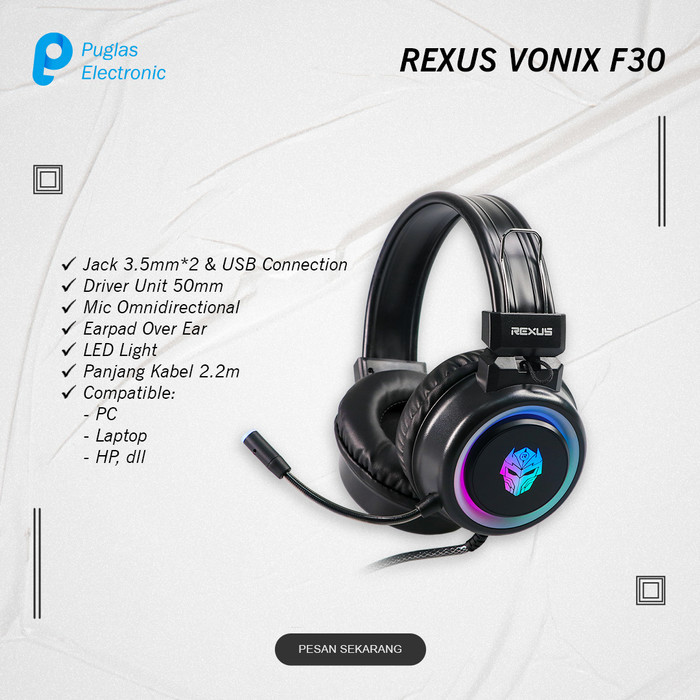 Jual Headset Gaming Rexus Vonix F30 RGB Headphone Komputer PC Laptop HP ...