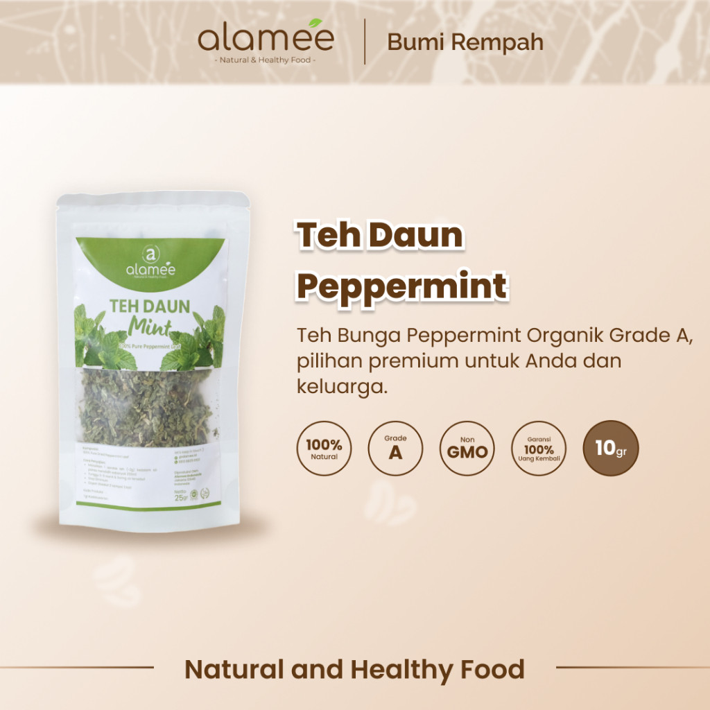 Jual ALAMEE Peppermint Tea Teh Daun Mint Organik Pappermint Papermint ...