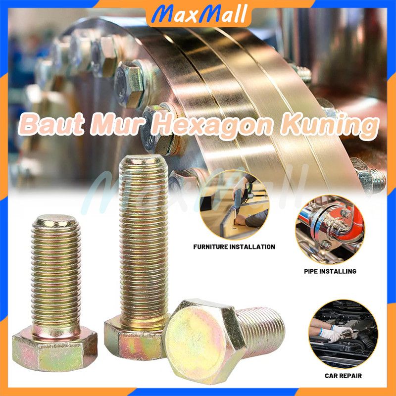 Jual BAUT MUR HEXAGON GALVANIS KUNING Baut Hexagon BAUT MUR KUNING HEX ...