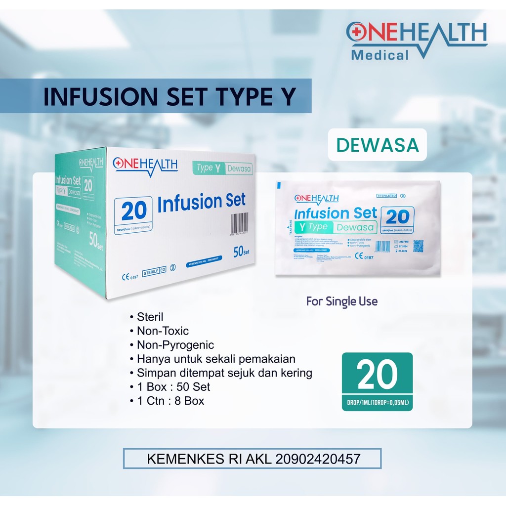 Jual Onehealth Infusion Set TYPE Y Air Vent Adult Dewasa 20drop/1ml ...