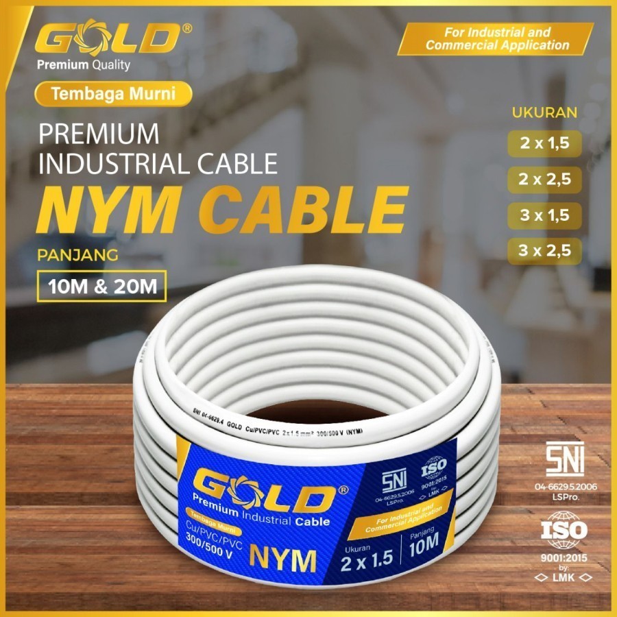 Jual Kabel Listrik GOLD Tembaga NYM 2x1.5 Tembaga Panjang 20 Meter - 1 ...