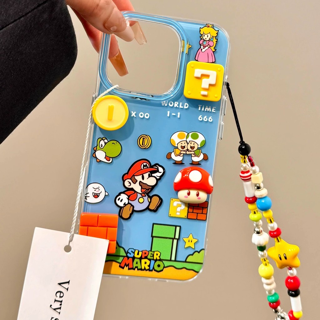 Jual case iphone 17 16 15 14 13 promax pro 3d cartoon mushroom charm ...