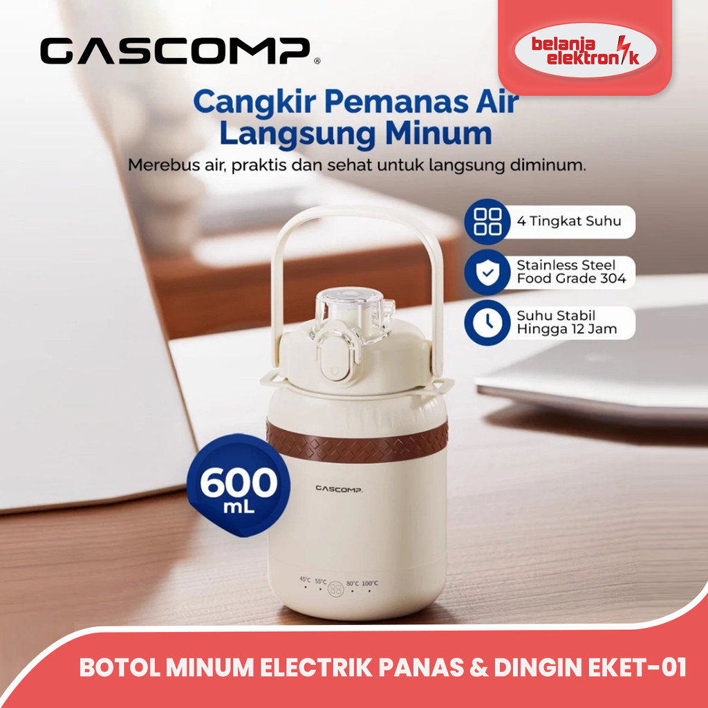 Jual GASCOMP TUMBLER ELEKTRIK PEMANAS AIR PORTABLE STAINLESS 600ML EKET ...