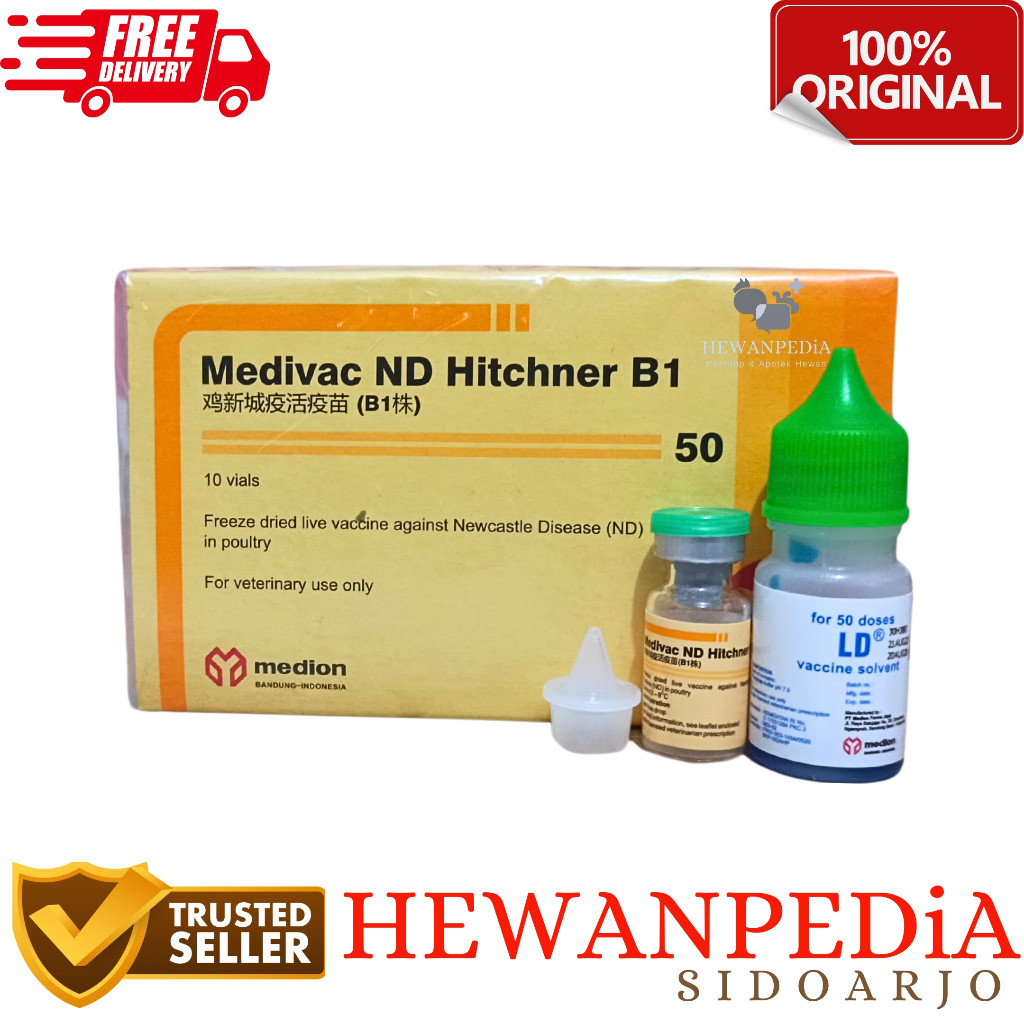 Jual VAKSIN ND HITCHNER B1 DOSIS 50 EKOR + PELARUT MEDIVAC MEDION ...