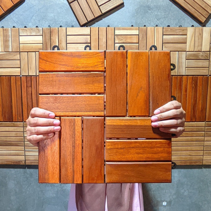 Jual decking tile lantai kayu bongkar pasang 30x30 cm | Shopee Indonesia
