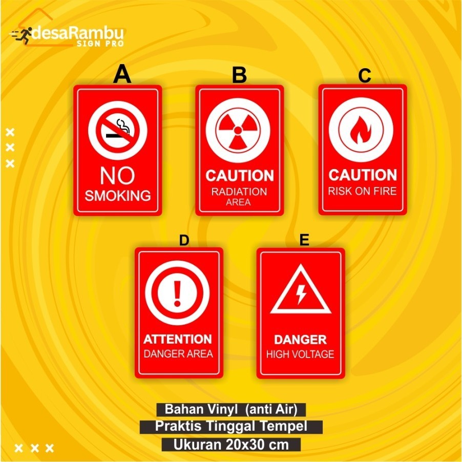 Jual Cetak Stiker Akrilik Rambu Informasi Untuk Pabrik/Industry Ukuran ...